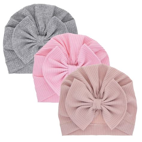 여아용 코튼 터번 큰 나비 모자 유아 머리 랩 신생아 비니 단색 유아 보닛 캡 0 2t 액세서리 Aliexpress
