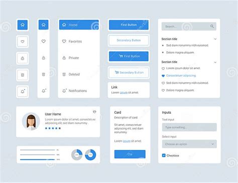 Light Collection of Blue Elegant Ui Ux Elements. Ux Dashboard User ...