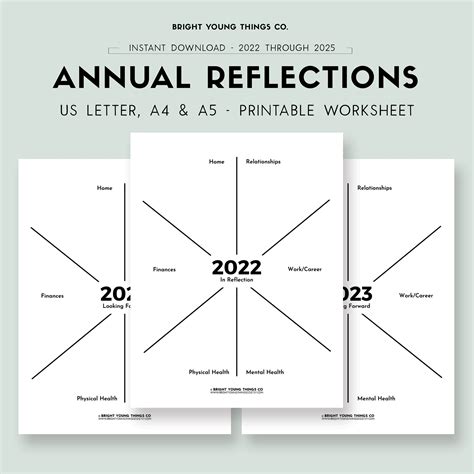 Annual Reflections Printable Yearly Self Reflection Printable Pdf