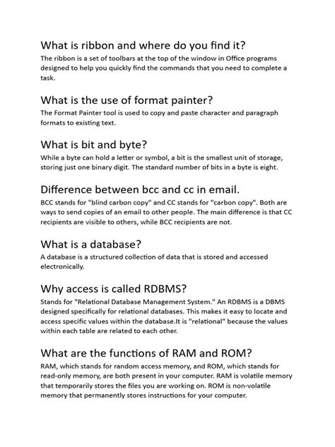 Viva Questions Pdf Spreadsheet Computer Data Storage