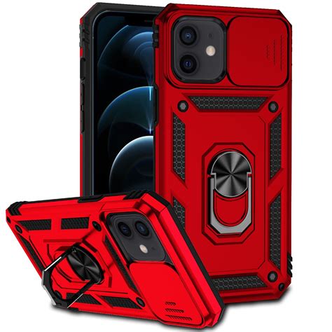 iPhone 12 12 Pro Kickstand Armor Case with Slide Camera Lens Protection Cover Built in 360掳