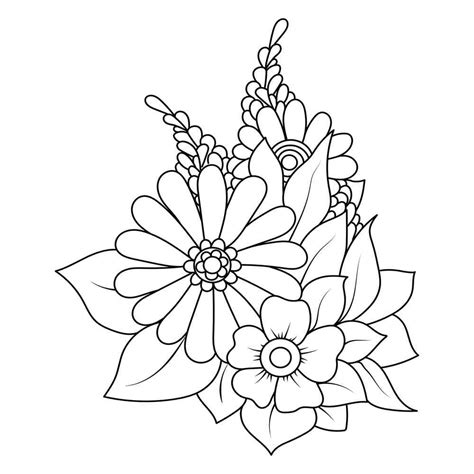 Раскраска Простой цветочный букет распечатать или скачать