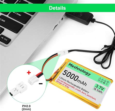 37v 5000mah Lipo Battery With Usb Charger For Arduino Esp32 And Drone