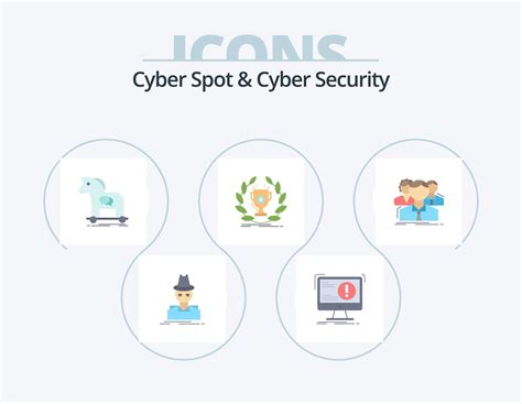 Cyber Spot And Cyber Security Flat Icon Pack 5 Icon Design Prize