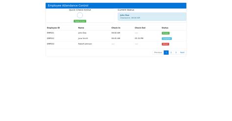 Attendance Control Dashboard Free Html Bootstrap Component