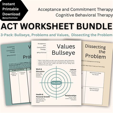 Act Worksheet Bundle Bullseye Values Problems Digital Download Etsy