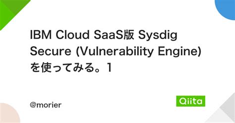Ibm Cloud Saas版 Sysdig Secure Vulnerability Engineを使ってみる。1 Qiita