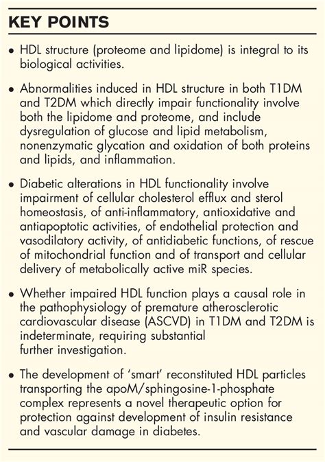 HDL Functionality In Type 1 And Type 2 Diabetes New Insight Current Opinion In