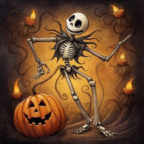 Premium Photo Jack Skellington In Halloween Scene Cartoon Style Comic