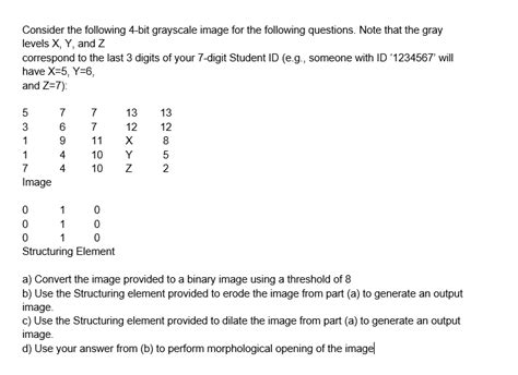 Solved Consider The Following 4 Bit Grayscale Image For The