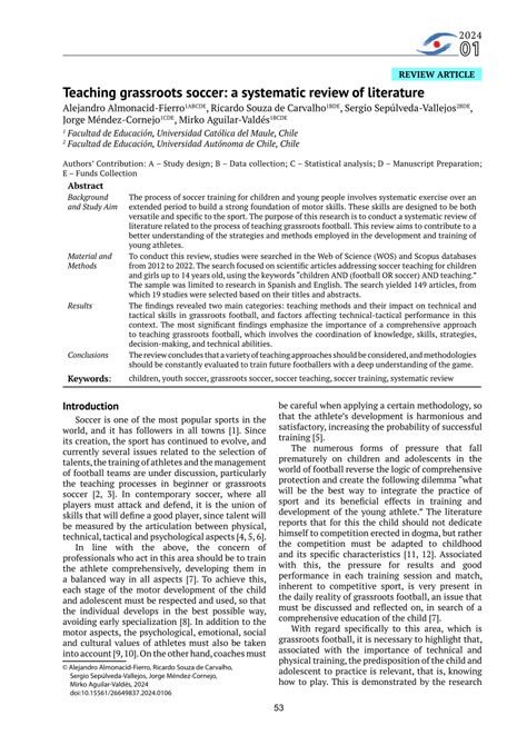 Pdf Teaching Grassroots Soccer A Systematic Review Of Literature