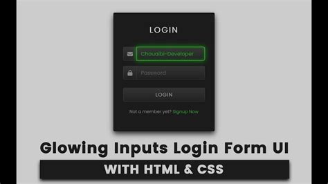 Glowing Inputs Login Form Ui Youtube