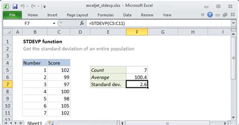 Excel Stdevp Function Exceljet