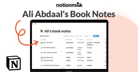 Ali Abdaals Book Notes A Notion Template For Organized Learning