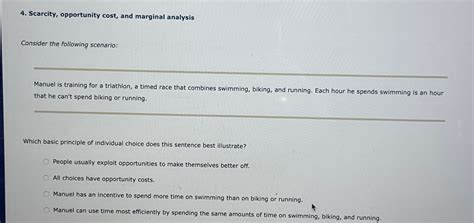 Solved Scarcity, opportunity cost, and marginal | Chegg.com