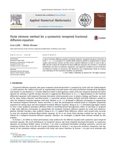 Pdf Finite Element Method For A Symmetric Tempered Fractional