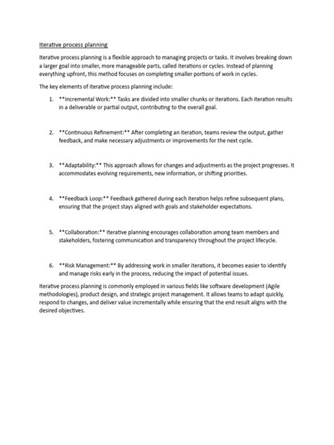 Iterative Process Planning Pdf Business