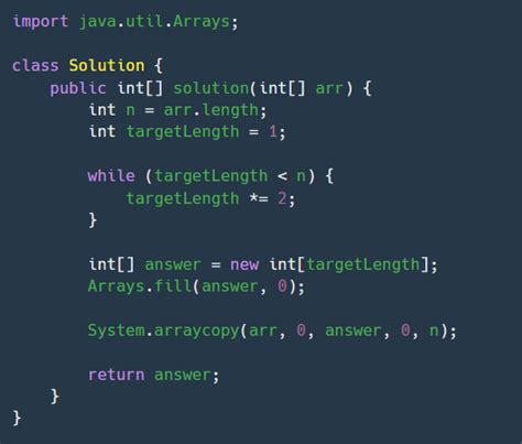 Java 프로그래머스 코드 리뷰 Level 0 배열의 길이를 2의 거듭제곱으로 만들기