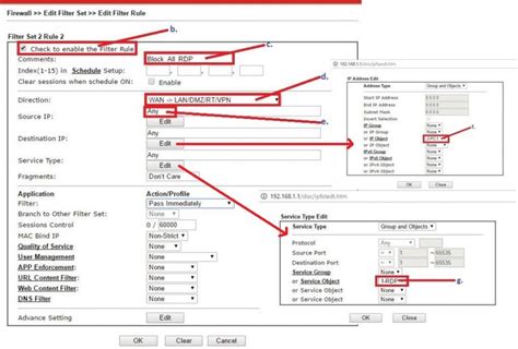 Configuring Vigor Router Firewall Using Objects To Allow Rdp Access