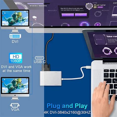USB Type C To HDMI VGA DVI USB 3 0 Adapter Ido Lk