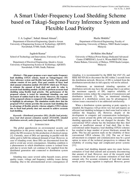 pdf a smart under frequency load shedding scheme based on takagi sugeno fuzzy inference system