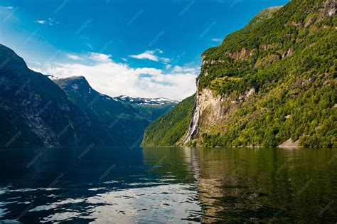 Premium Photo Panoramic And Drone Landscape Of Geiranger Fjords