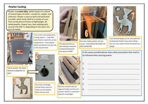 Pewter Casting Process Worksheet Teaching Resources