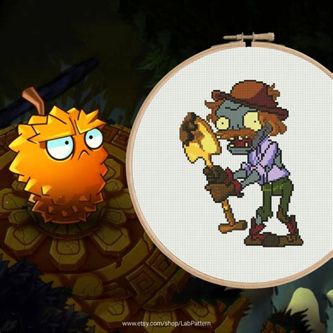 Excavator Zombie Plants Vs Zombies Cross Stitch Pattern Lab Pattern