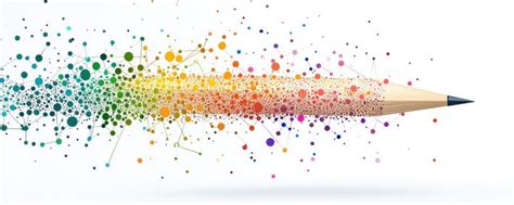 Pencil Creating Colorful Abstract Art With Vibrant Dots Connected By Lines Symbolizing
