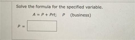 solve the formula for the specified variable