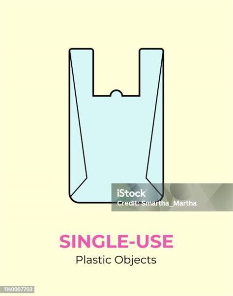 플라스틱 패키지 가방 벡터 일러스트 레이 션 일회용 재활용 플라스틱 항목 일회용 비닐 봉지 생태 포스터 엽서 배너에 대 한 고립