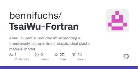 GitHub Bennifuchs TsaiWu Fortran Abaqus Umat Subroutine Implementing A Transversely Isotropic