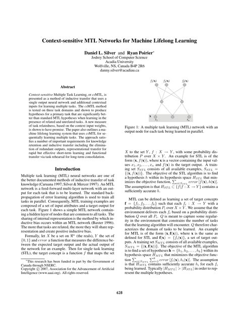 Pdf Context Sensitive Mtl Networks For Machine Lifelong Learning
