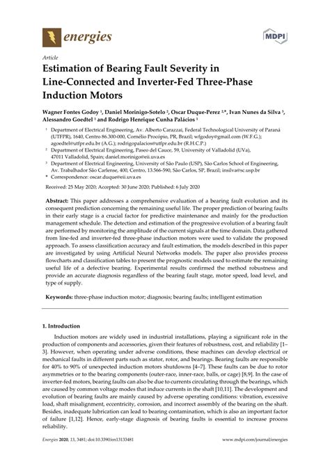 Pdf Estimation Of Bearing Fault Severity In Line Connected And Inverter Fed Three Phase