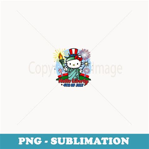 Hello Liberty With Kitty 4th Of July Usa Flag And Firework Inspire Uplift