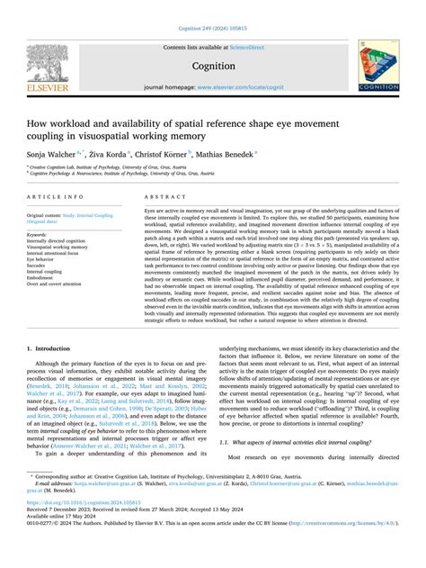 Pdf How Workload And Availability Of Spatial Reference Shape Eye Movement Coupling In