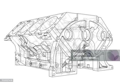 엔진 블록 스케치 3d의 벡터 렌더링 0명에 대한 스톡 벡터 아트 및 기타 이미지 0명 3차원 형태 개념 Istock
