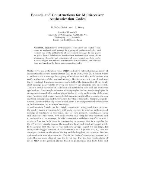 pdf bounds and constructions for multireceiver authentication codes