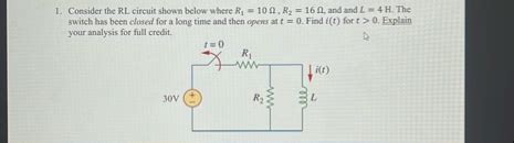 Solved Consider the RL circuit shown below where | Chegg.com