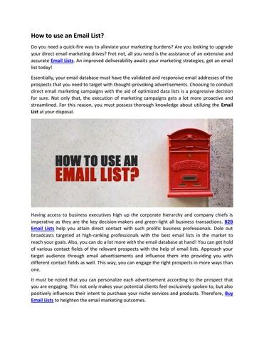 Email List How To Use An Email List By Pioneerlists Issuu