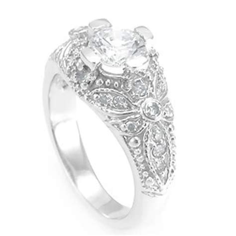 Round Diamonds Pave Set 14k White Gold Engagement Ring Ladies Rings