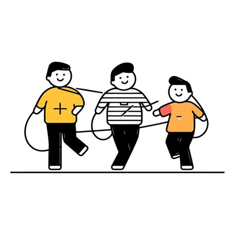 로프를 당기는 사람들 팀워크 개념 터 라인 아트 일러스트레이션 프리미엄 벡터