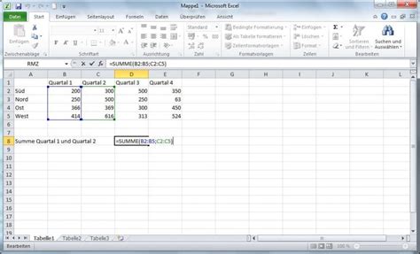 Excel Funktion Summe Autosumme Aufbau Beispiel And Übung