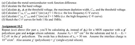 Solved A Calculate The Metal Semiconductor Work Function