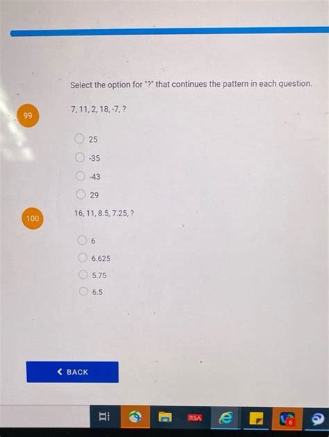 solved select the option for that continues the pattern
