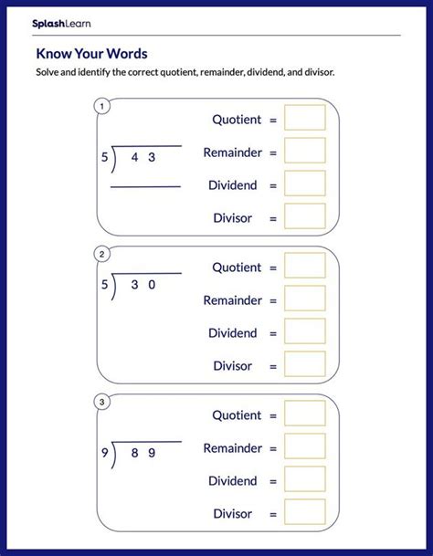 Dividend Divisor And Quotient Worksheet Live Worksheets