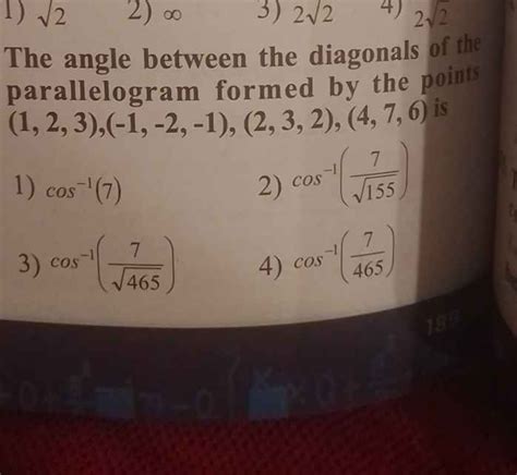 The Angle Between The Diagonals Of The Parallelogram Formed By The Points