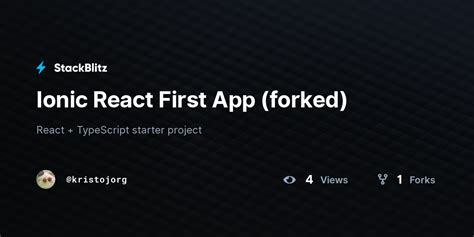 Ionic React First App Forked Stackblitz