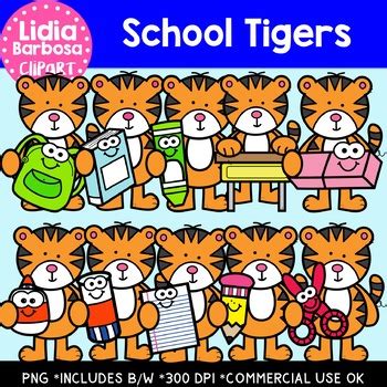 School Tigers Digital Clipart By Lidia Barbosa Clip Art Tpt