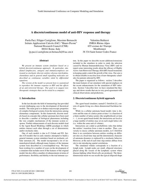 pdf a discrete continuous model of anti hiv response and therapy